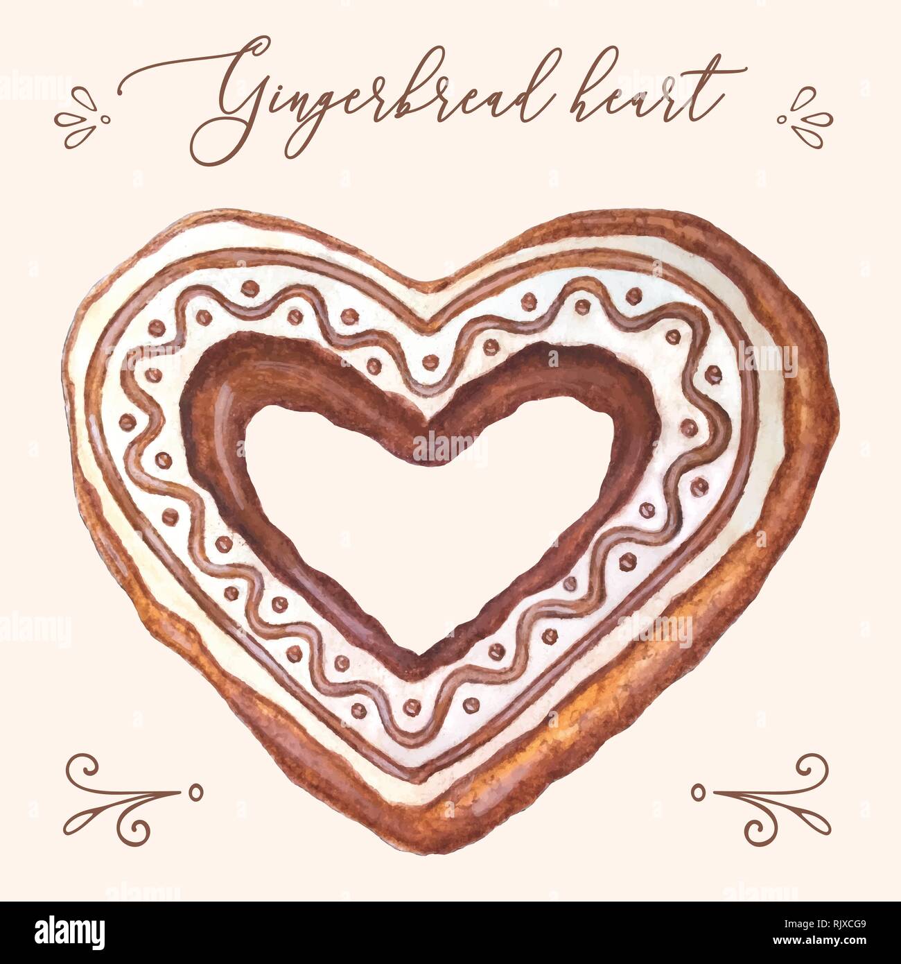 Gingerbread heart vector. Gingerbread heart vector illustration for ...