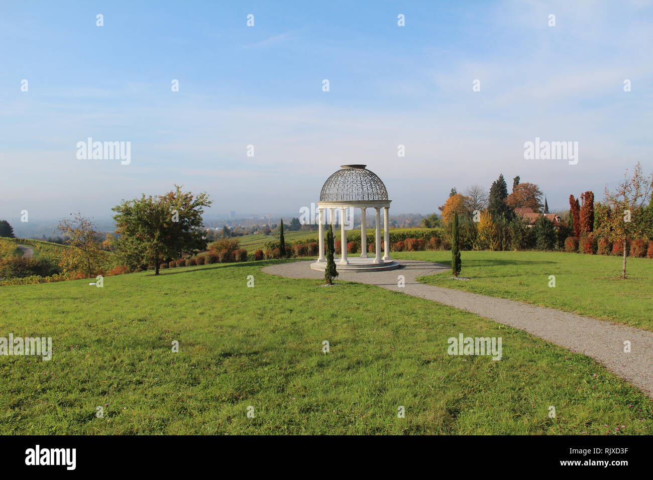 Pavilion in the park and path leading to it Stock Photo - Alamy