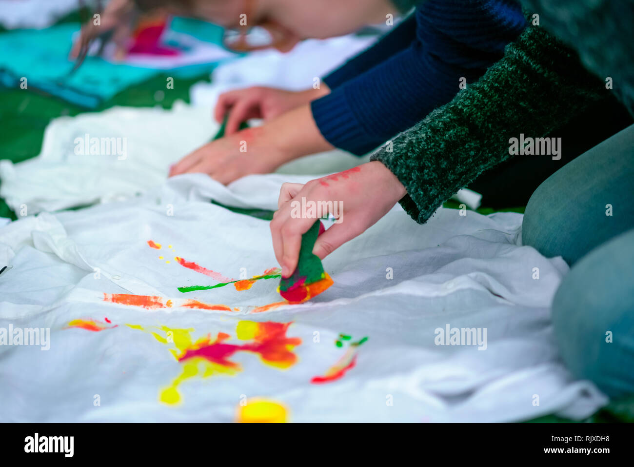 Creating your own t-shirt workshop outdoor activity for the youth Stock ...