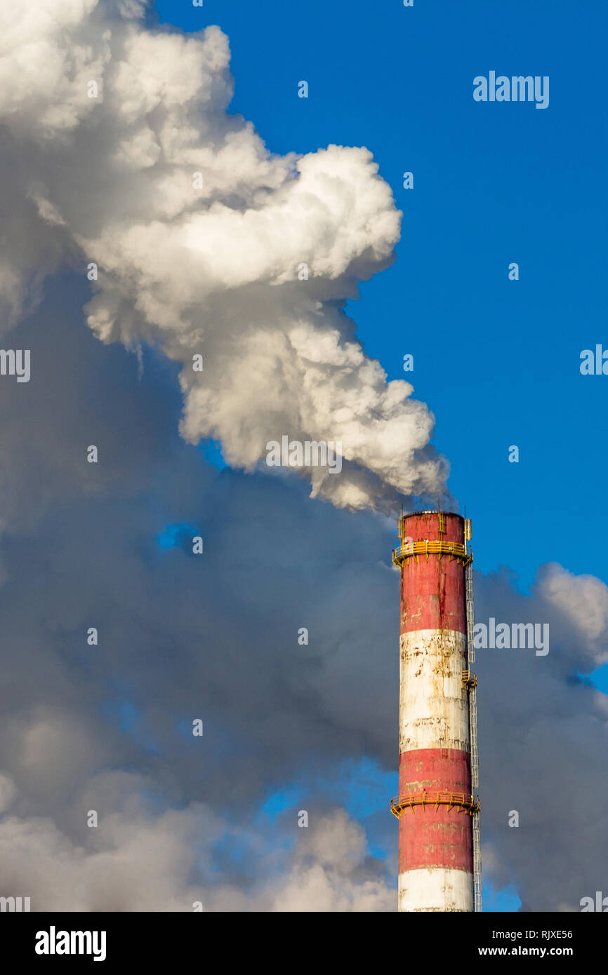 air pollution, toxic clouds of gas coming from industrial factory ...