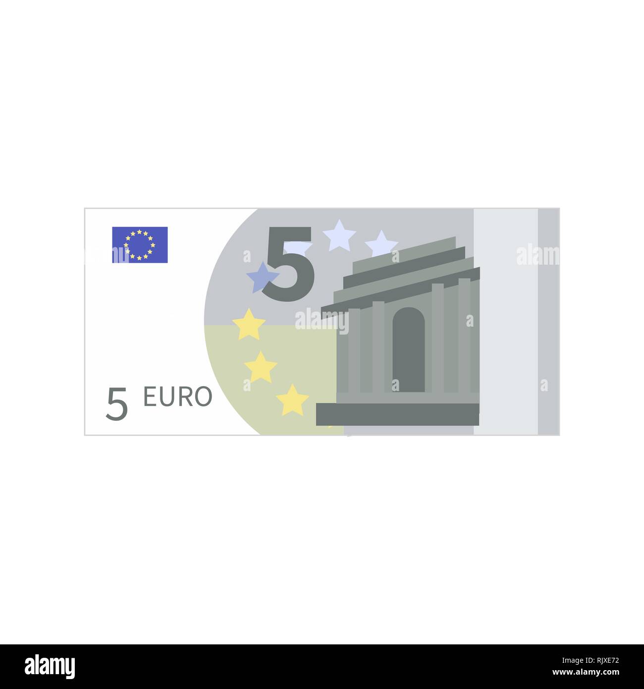 Flat simple five euro banknote on white Stock Vector Image & Art - Alamy