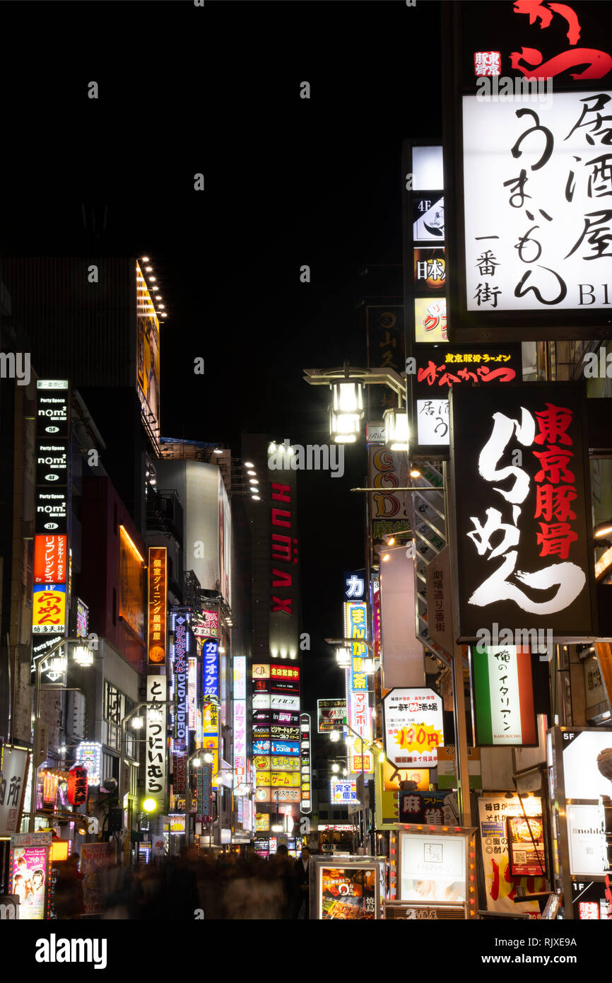 A prfusion of neon signs in the Kabukicho district, a popular centre of ...