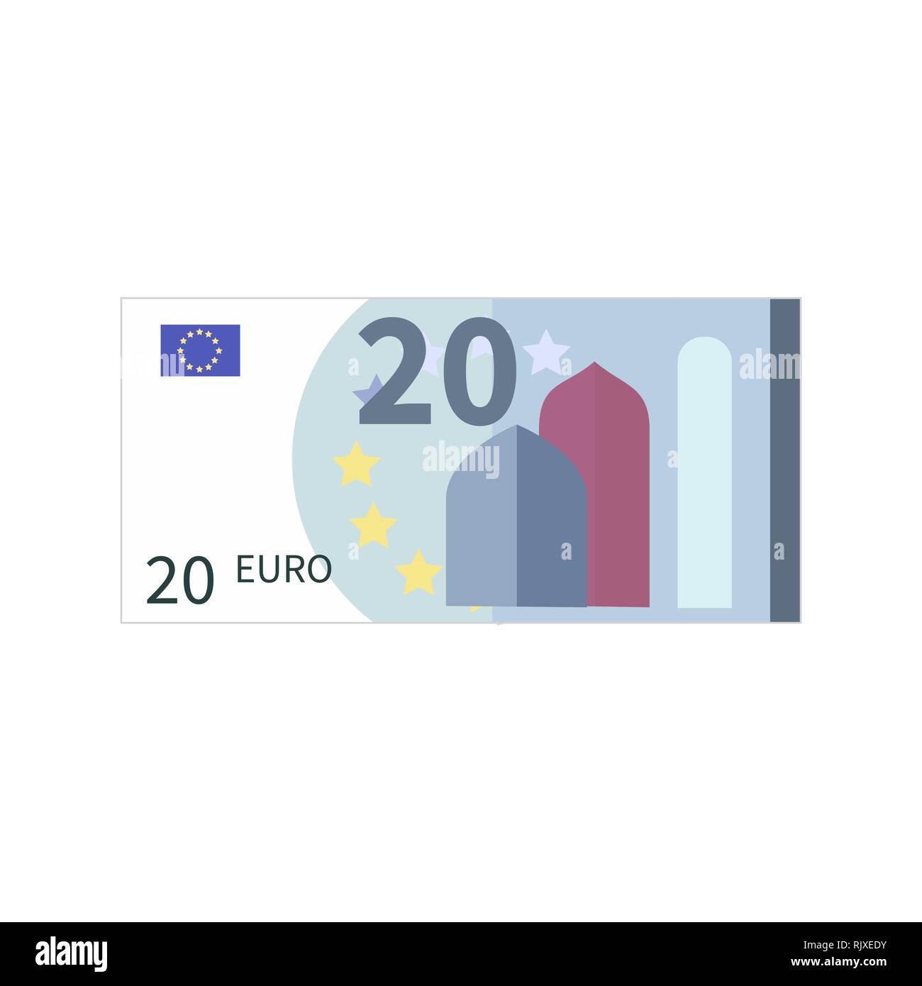 Flat simple twenty euro banknote isolated on white Stock Vector Image ...