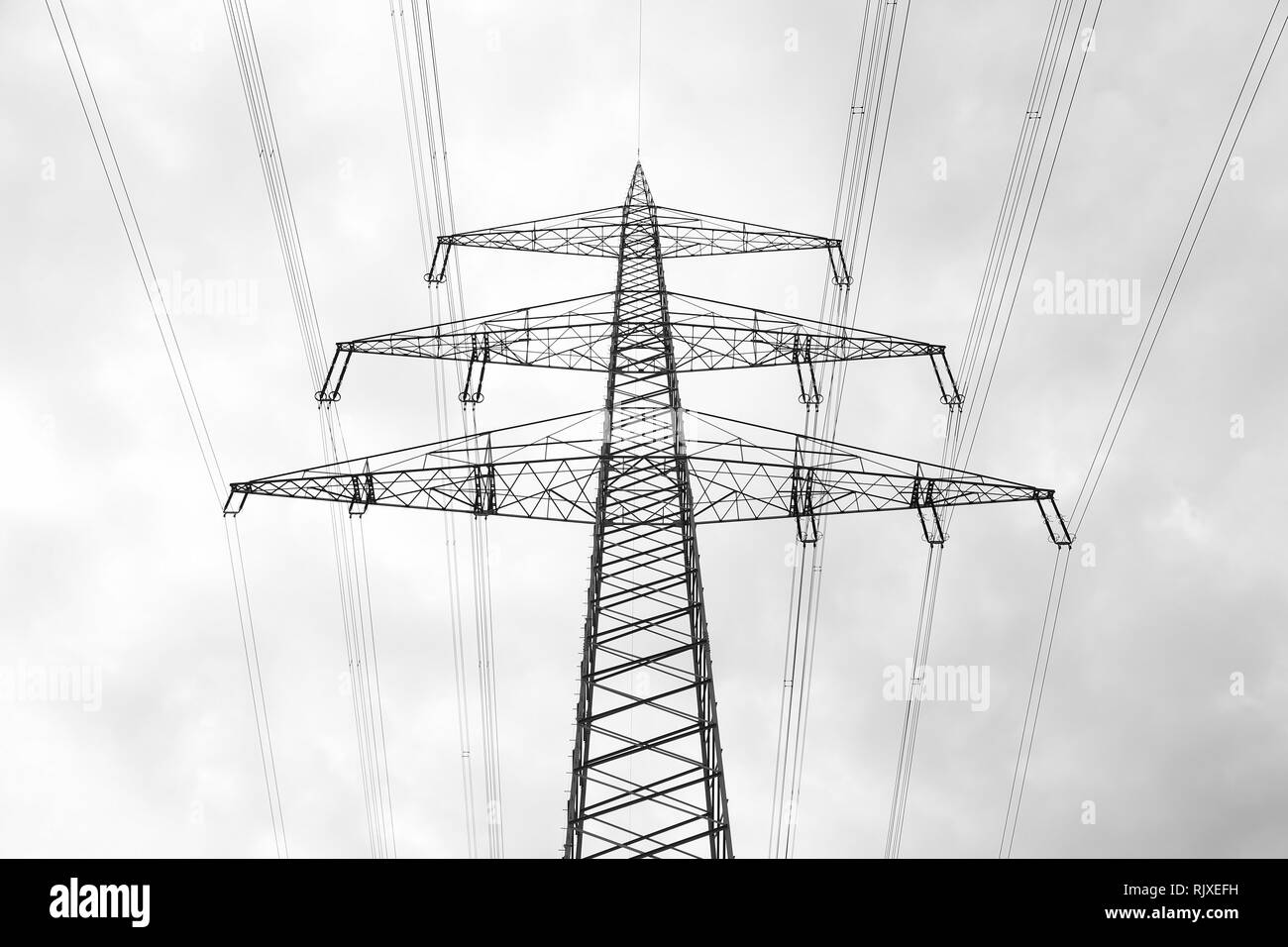 Energy transmission line view Black and White Stock Photos & Images - Alamy