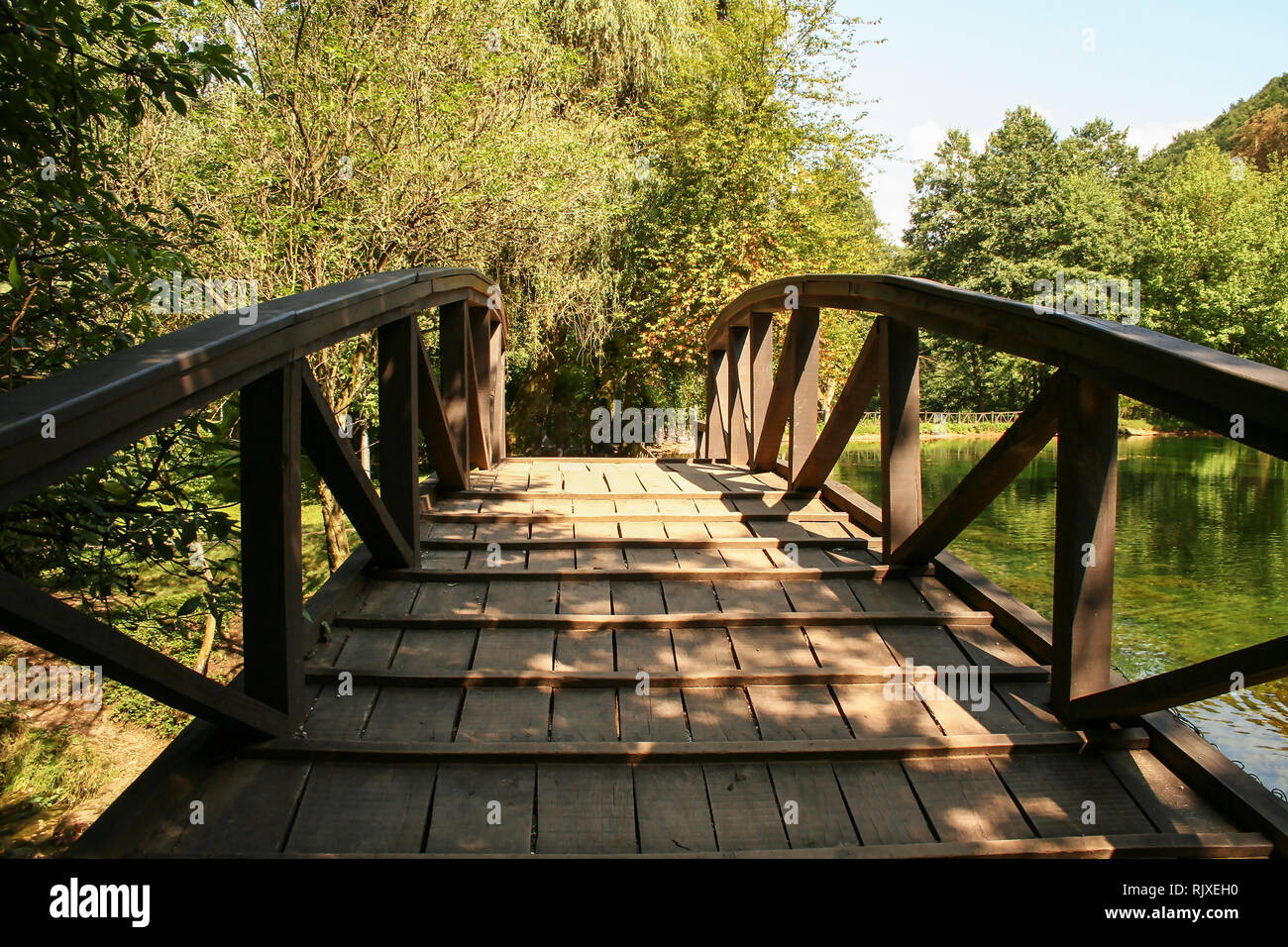 Summer Landscape / In the park / Beautiful Wooden Footbridge Stock ...