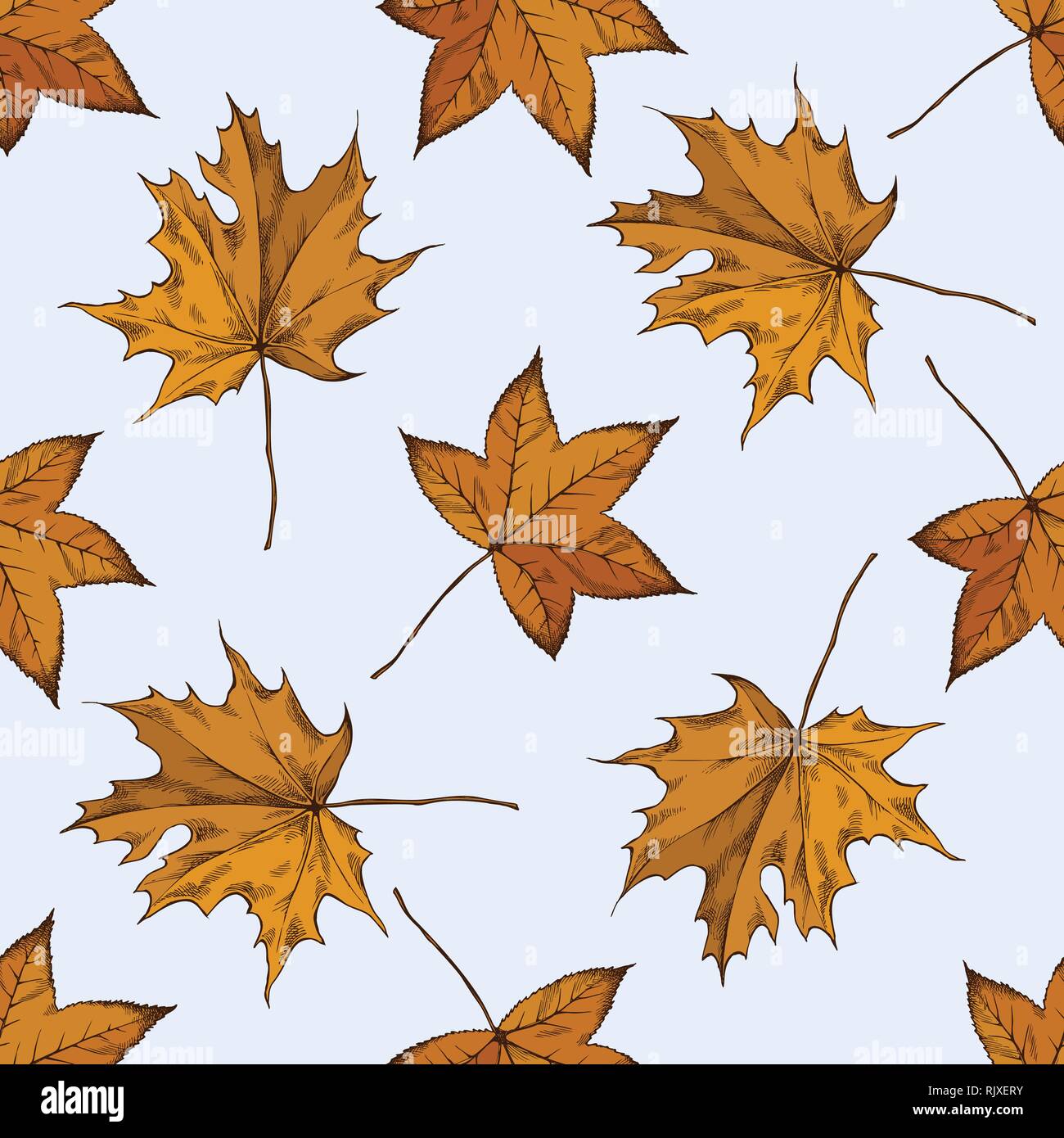 Seamless pattern with hand drawn colored maple leaves Stock Vector ...