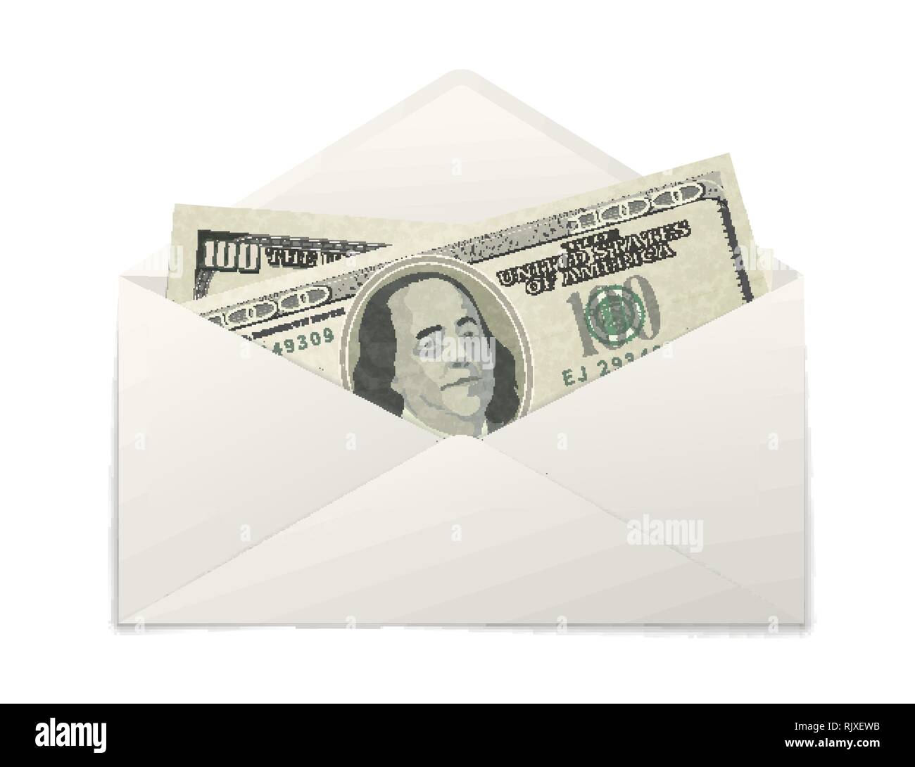 Hundred dollar bills in envelope Stock Vector Images - Alamy