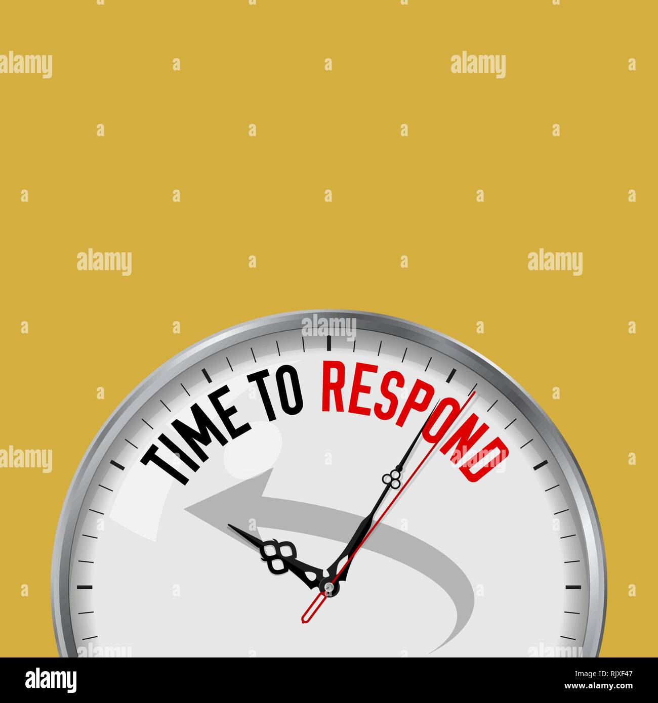 Time to Respond. White Vector Clock with Motivational Slogan. Analog ...