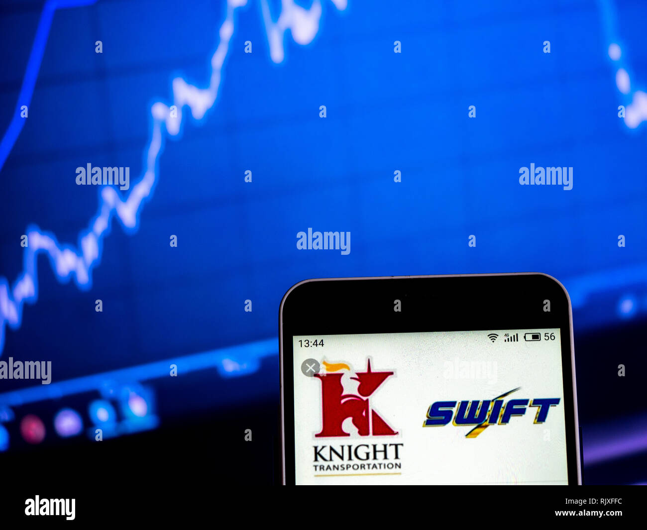 Knight-Swift Transportation Holdings Inc. logo seen displayed on smart ...