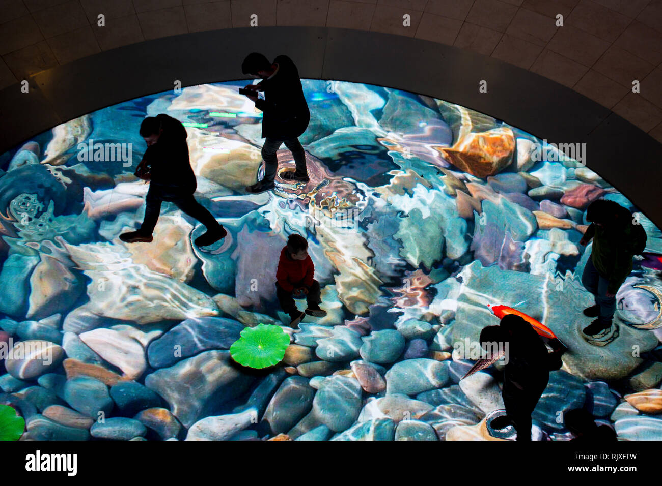 Large screen augmented reality experience on the floor. Digital Light ...