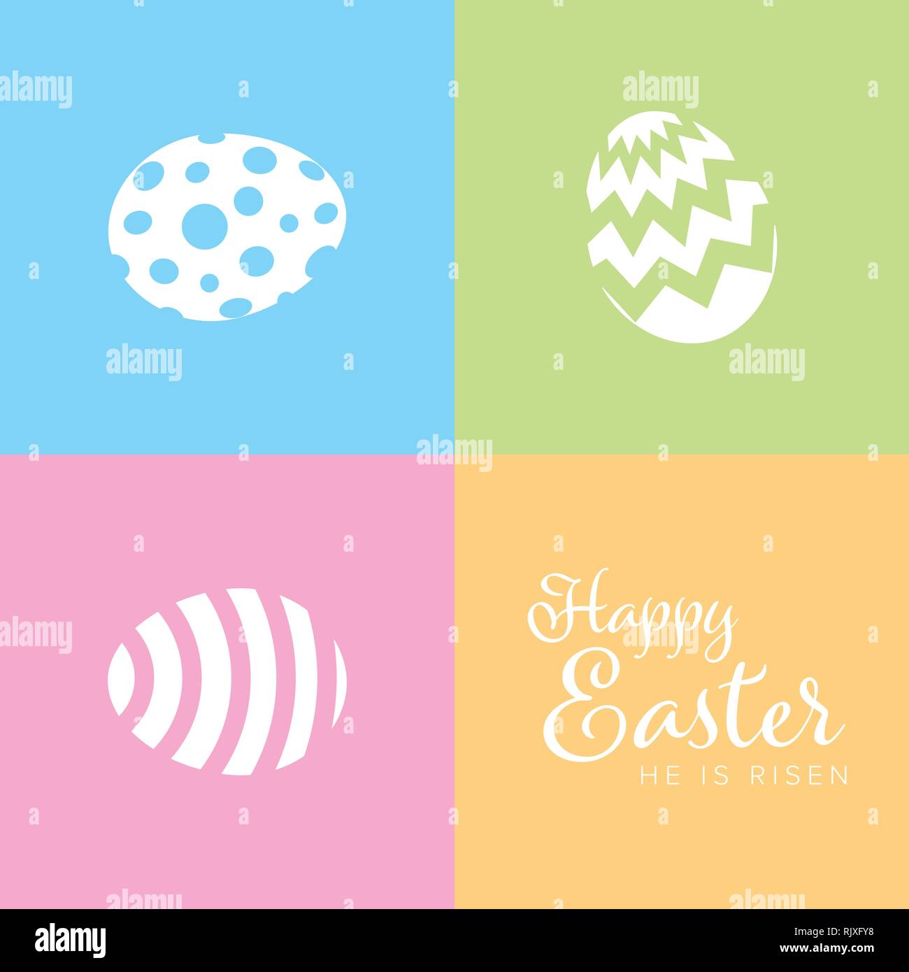 Vector Simple Easter Card Template With Decorated Easter Eggs Stock