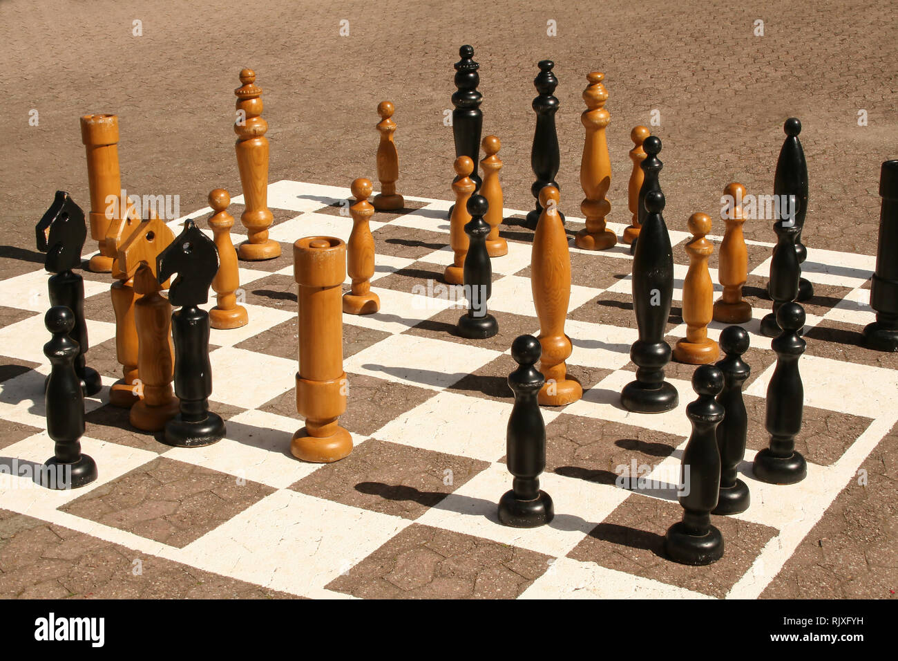 Street Chess outdoor / Games in the park in the fresh air Stock Photo ...