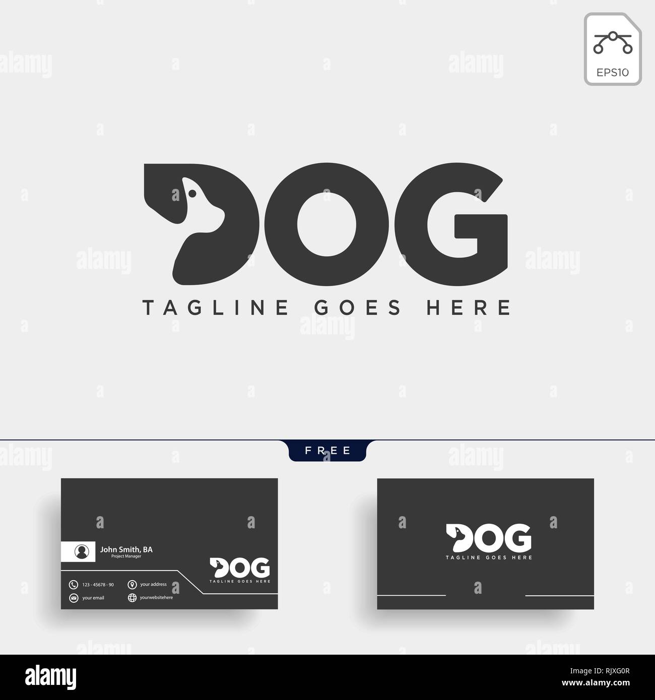 letter D dog pet animal line art style logo template vector icon ...