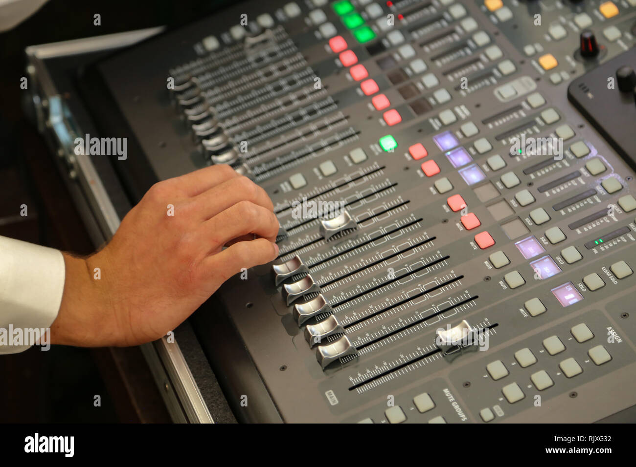 equipment for sound mixer control, electornic device Stock Photo - Alamy
