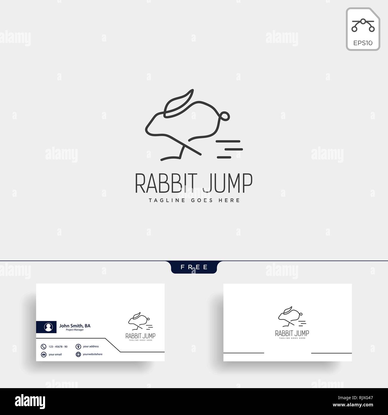 rabbit or bunny jump animal line art style logo template vector icon ...