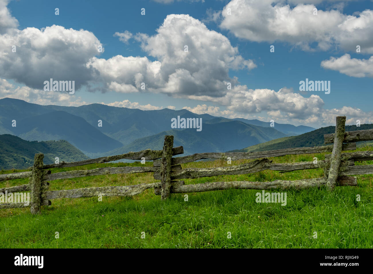 Clouds Over Smoky Mountains from Hemphill Bald in Summer Stock Photo ...