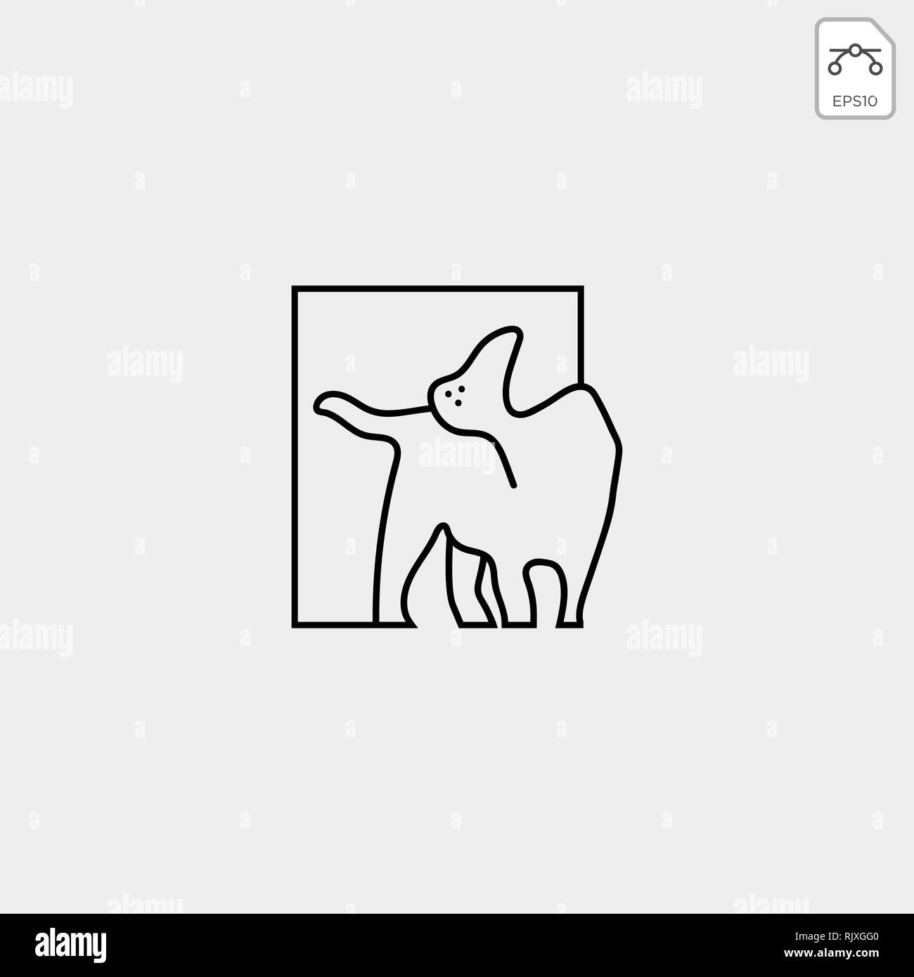 dog pet animal line art style logo template vector icon element ...