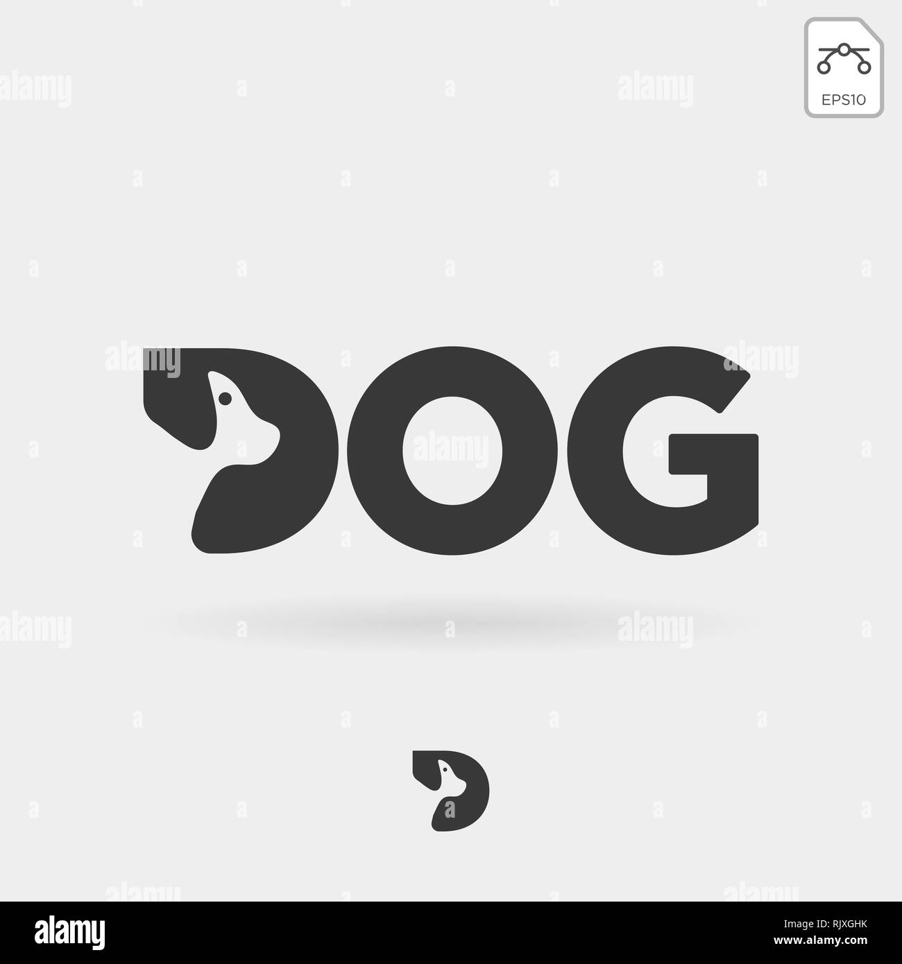 letter D dog pet animal line art style logo template vector icon ...