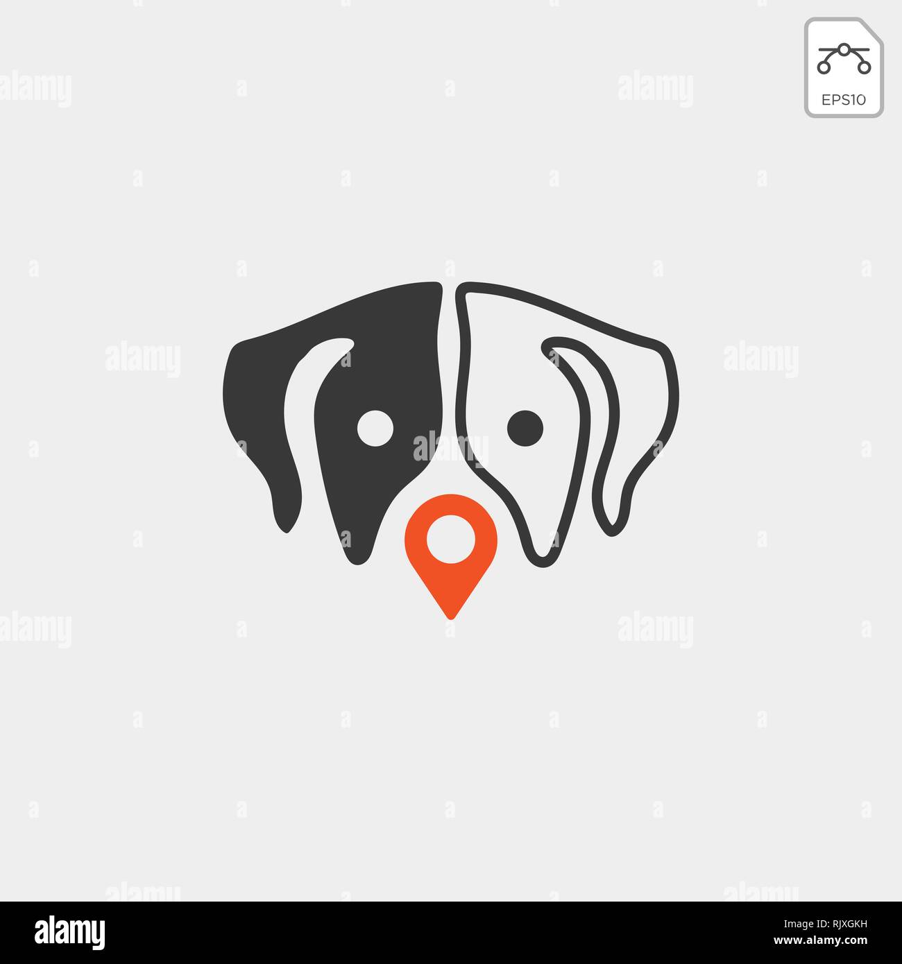 dog pet animal pin location logo template vector icon element isolated ...