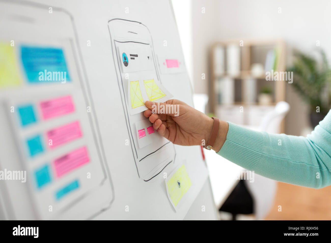 hand of developer working on ui design at office Stock Photo - Alamy