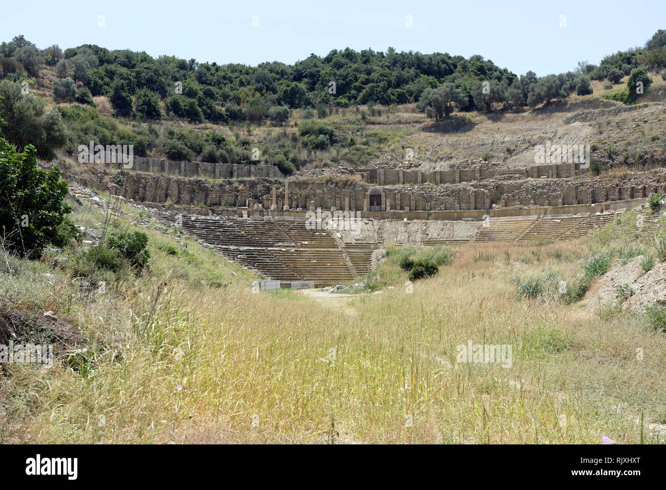 View of the large ancient stadium, Magnesia on the Meander, Tekin ...