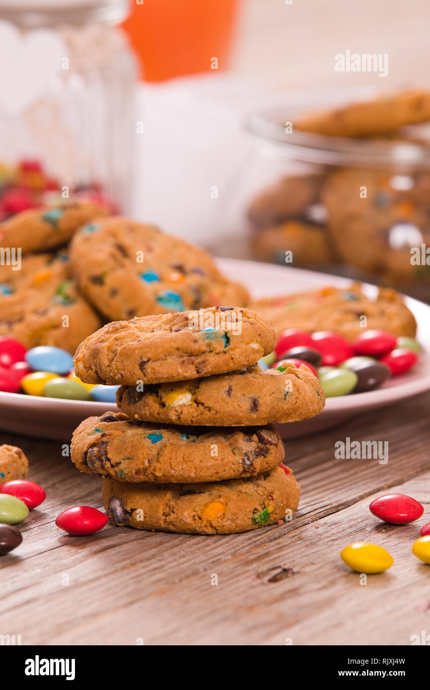 Candy coated cookies Stock Photo - Alamy
