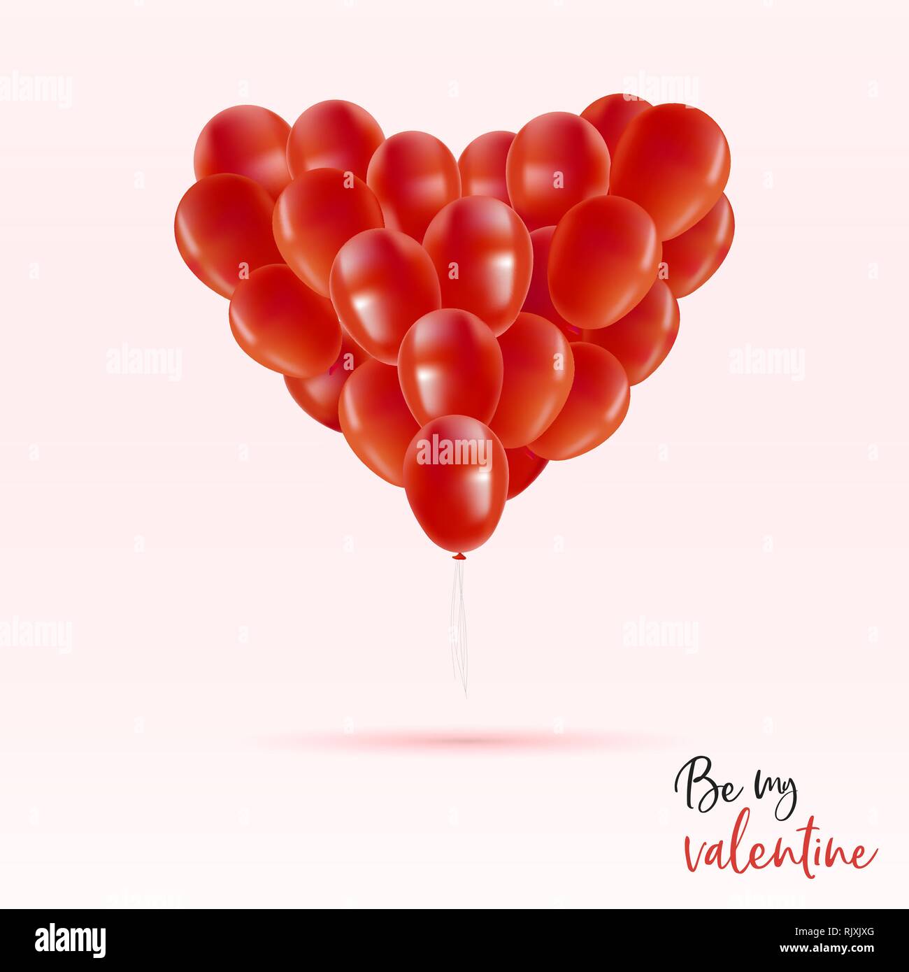 Happy Valentines Day love concept illustration. Red 3d heart shape ...