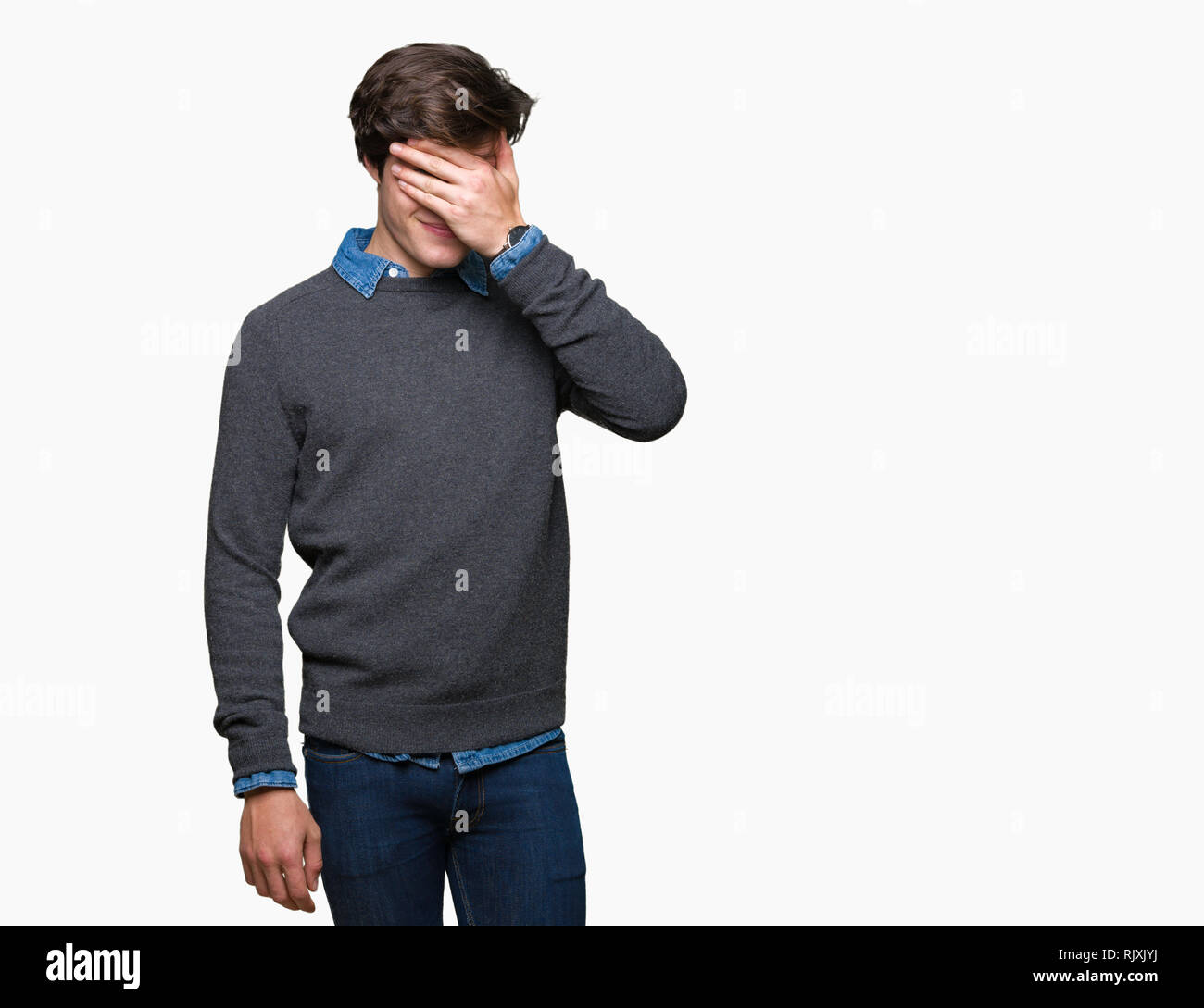 Young handsome elegant man over isolated background smiling and ...