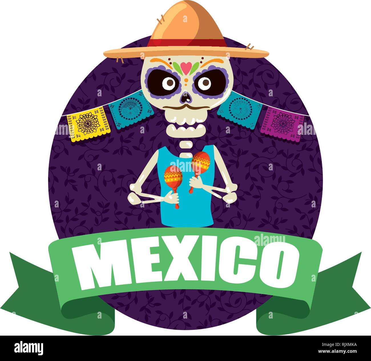 skeleton mexican with hat Stock Vector Image & Art - Alamy