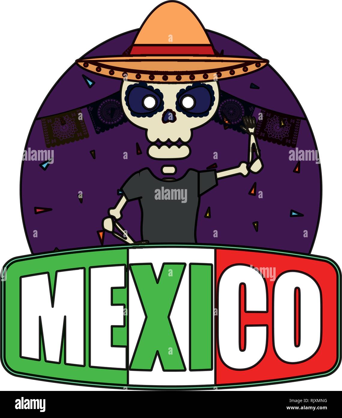 skeleton mexican with hat Stock Vector Image & Art - Alamy