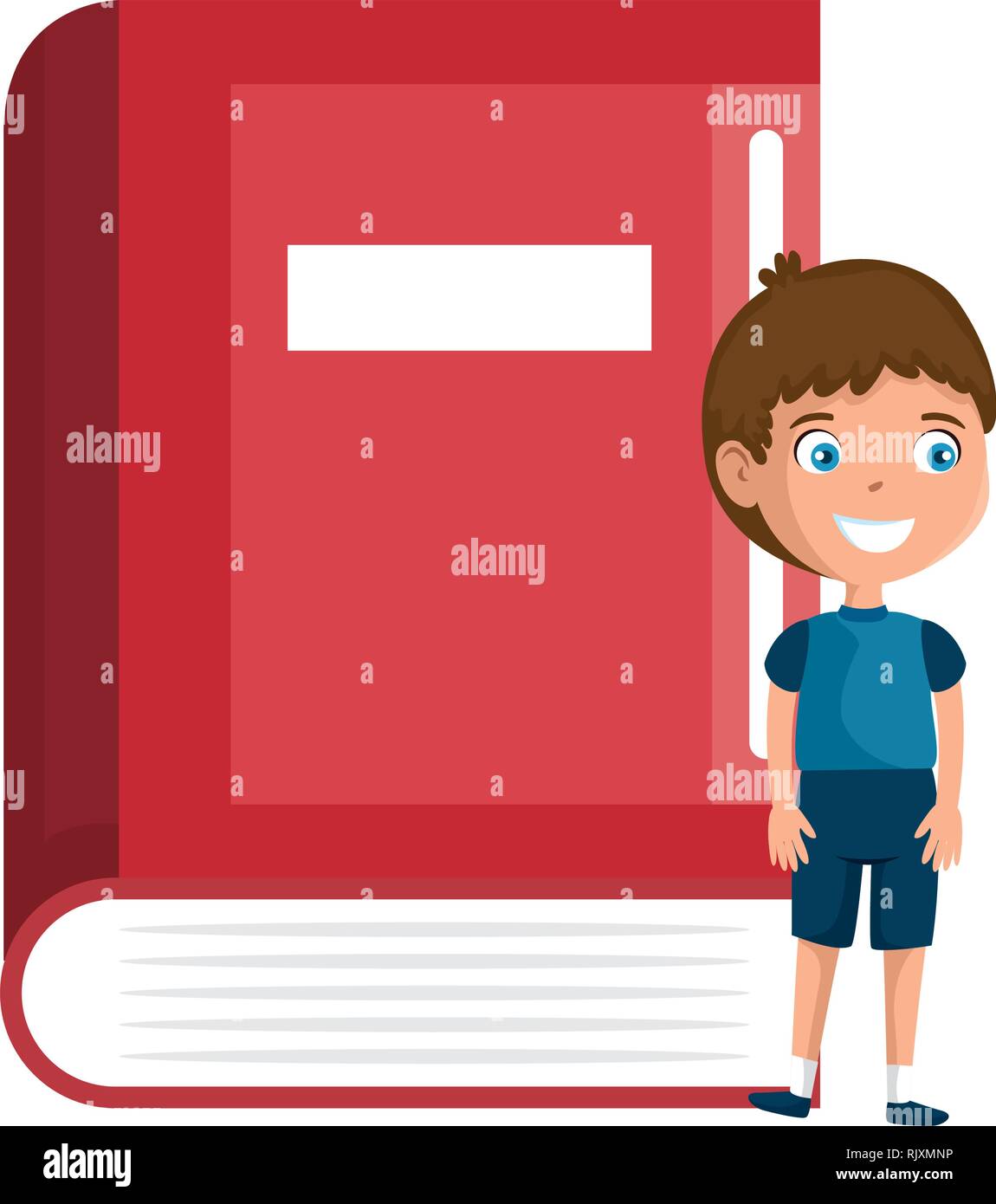 little boy student with book character Stock Vector Image & Art - Alamy
