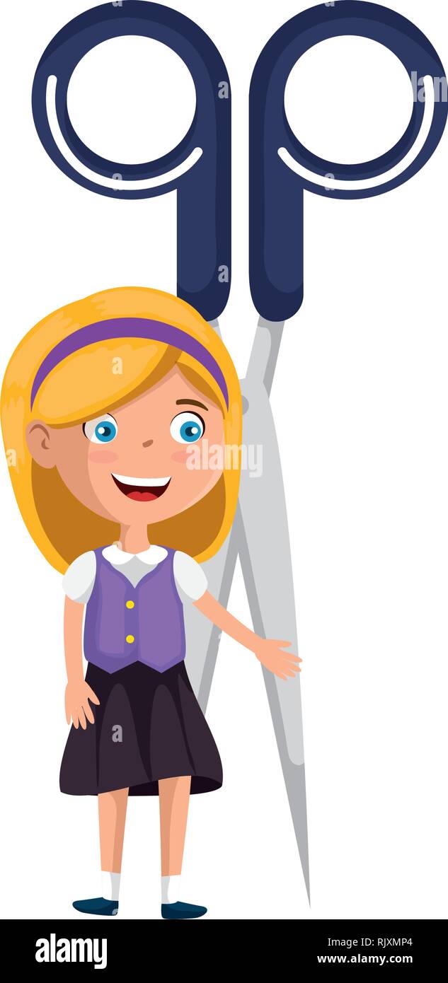 little student girl with scissors Stock Vector Image & Art - Alamy