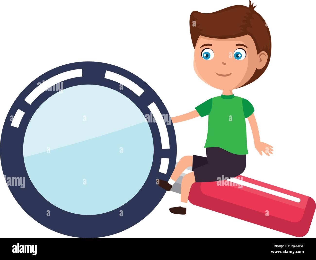 little boy student with magnifying glass Stock Vector Image & Art - Alamy