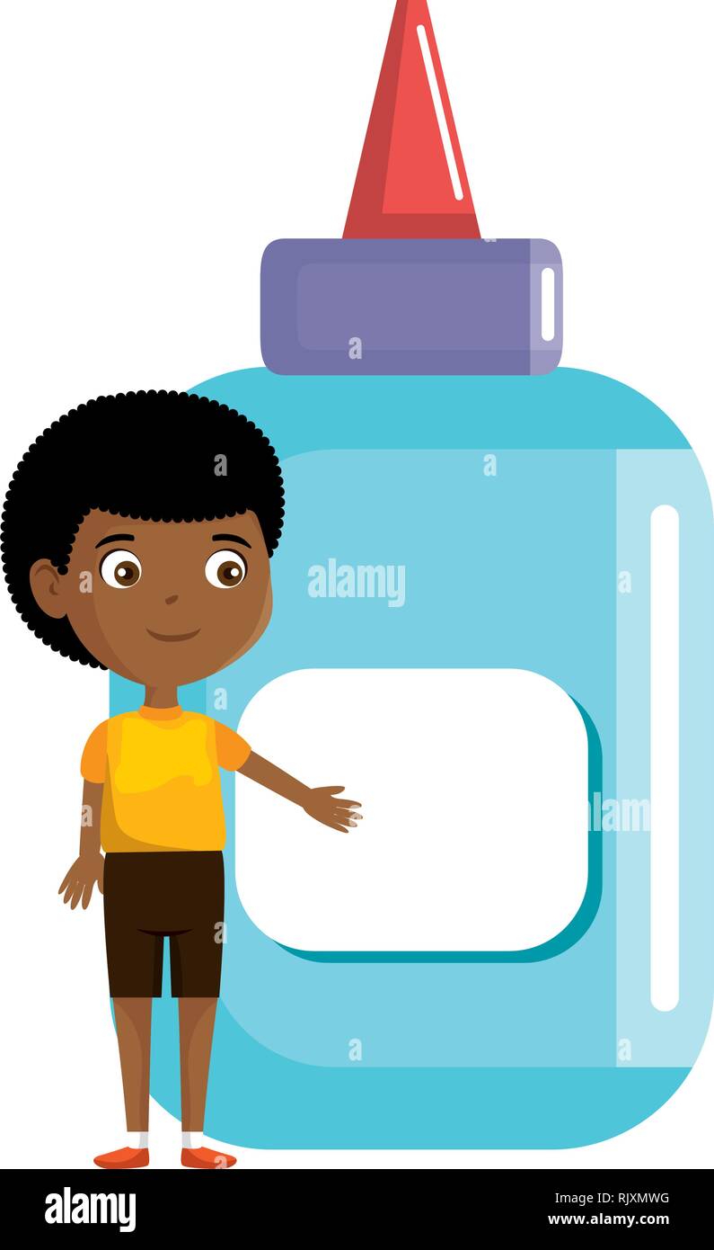 little boy student with glue bottle Stock Vector Image & Art - Alamy