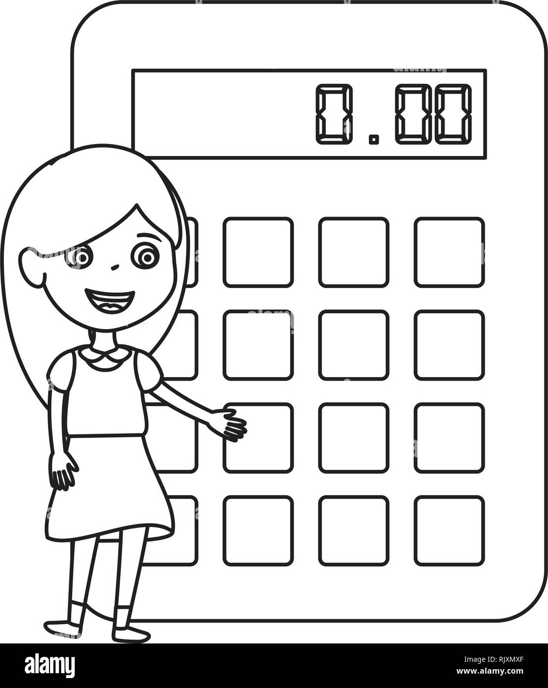 little student girl with calculator math Stock Vector Image & Art - Alamy