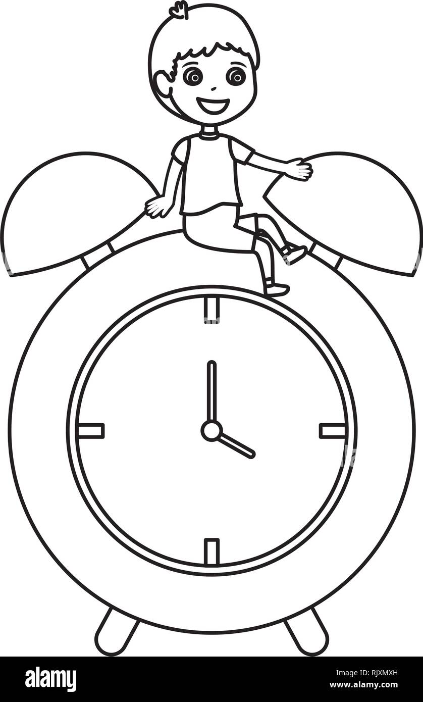 little boy student with alarm clock character Stock Vector Image & Art ...