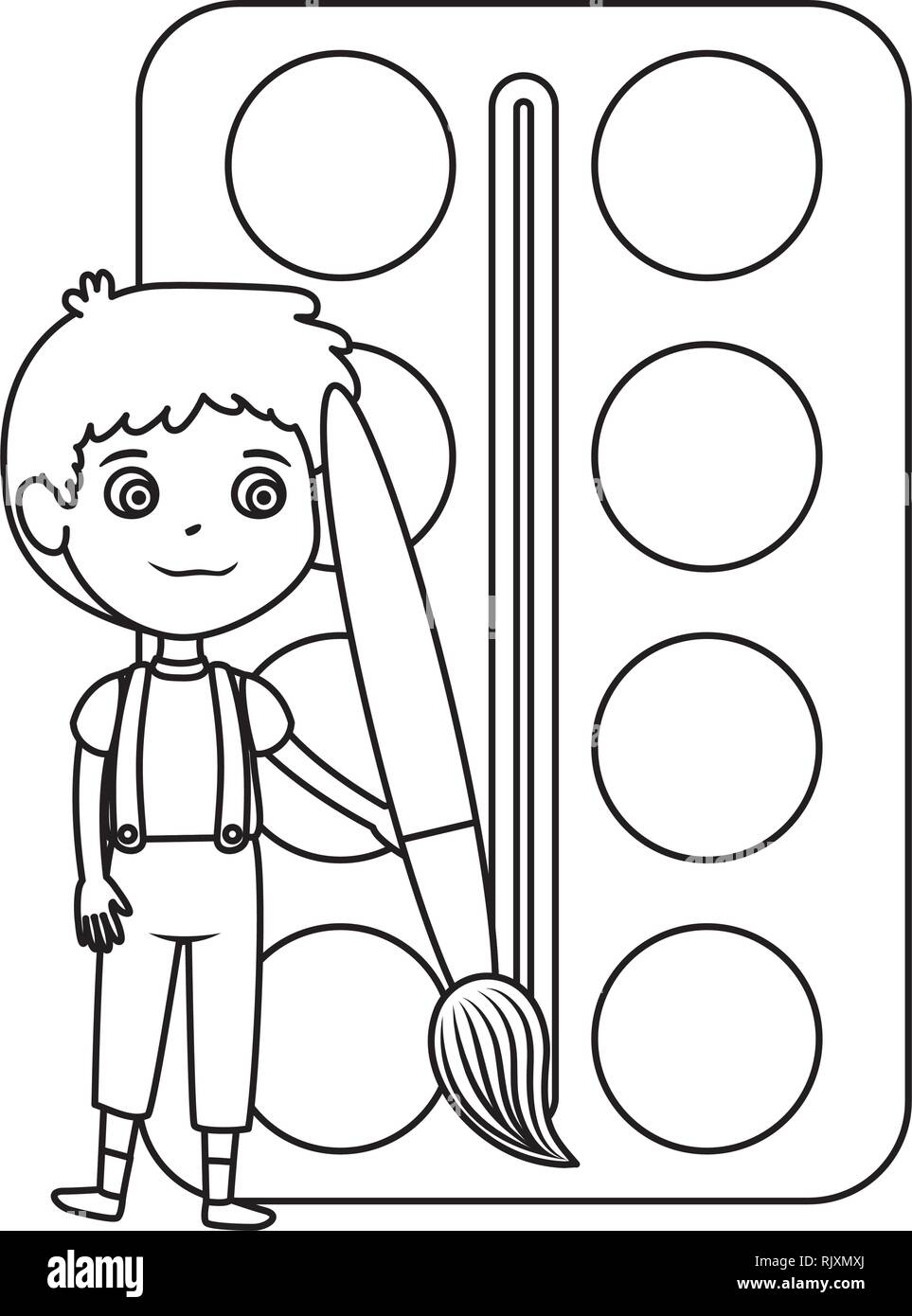 little boy student with paint colors character Stock Vector Image & Art ...