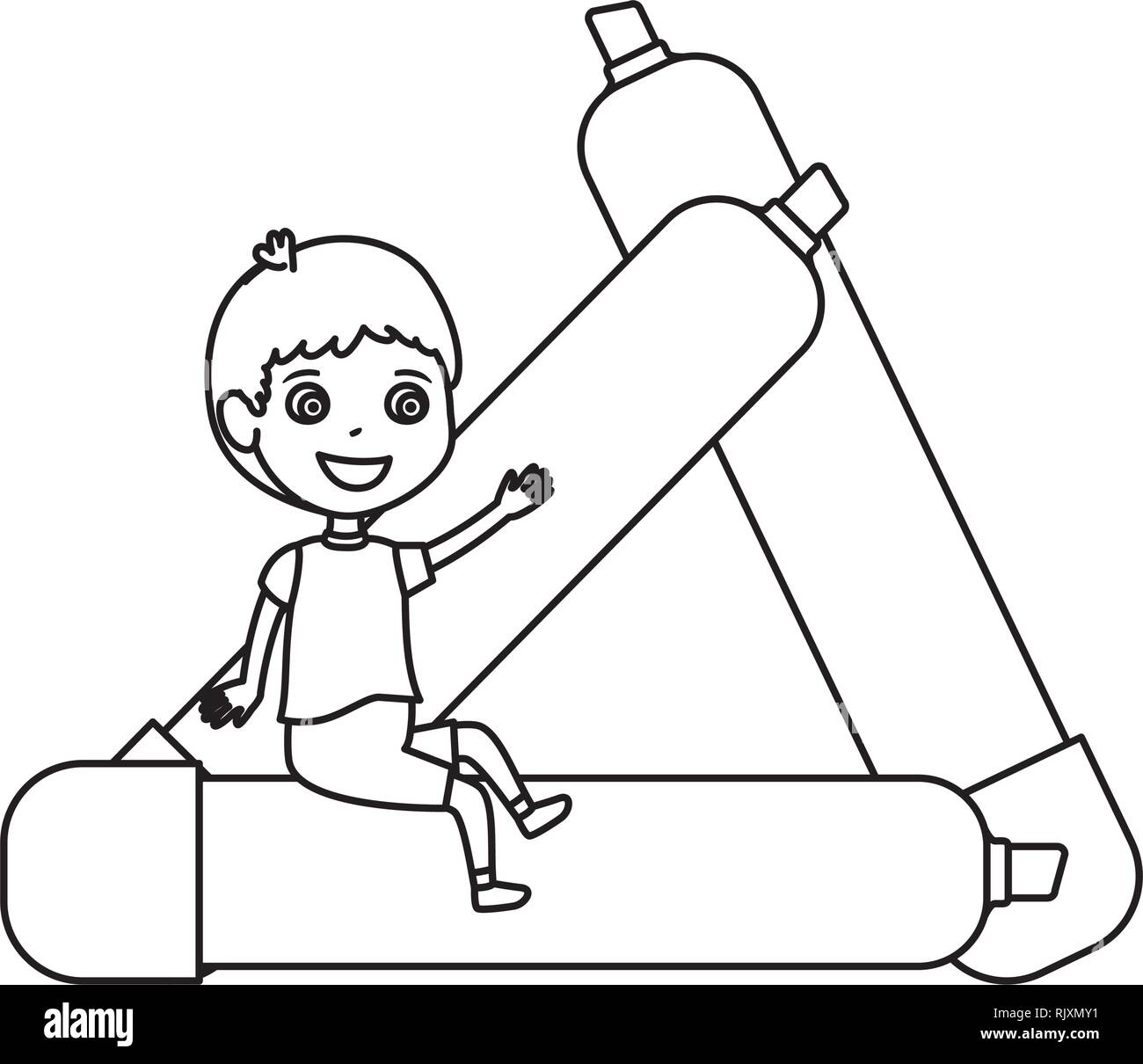 little boy student with crayons character Stock Vector Image & Art - Alamy