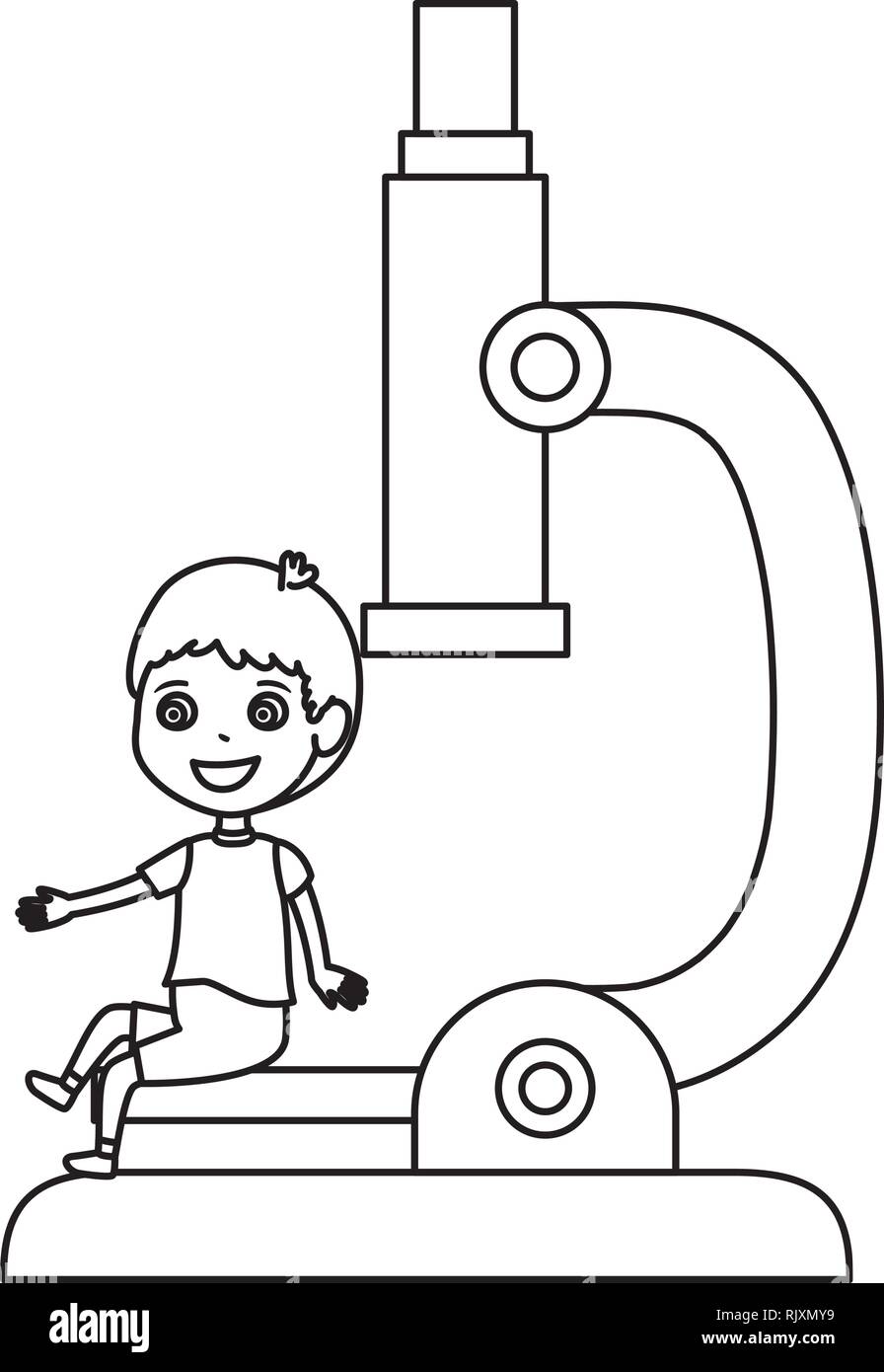 Boy teenager smiling microscope Stock Vector Images - Alamy