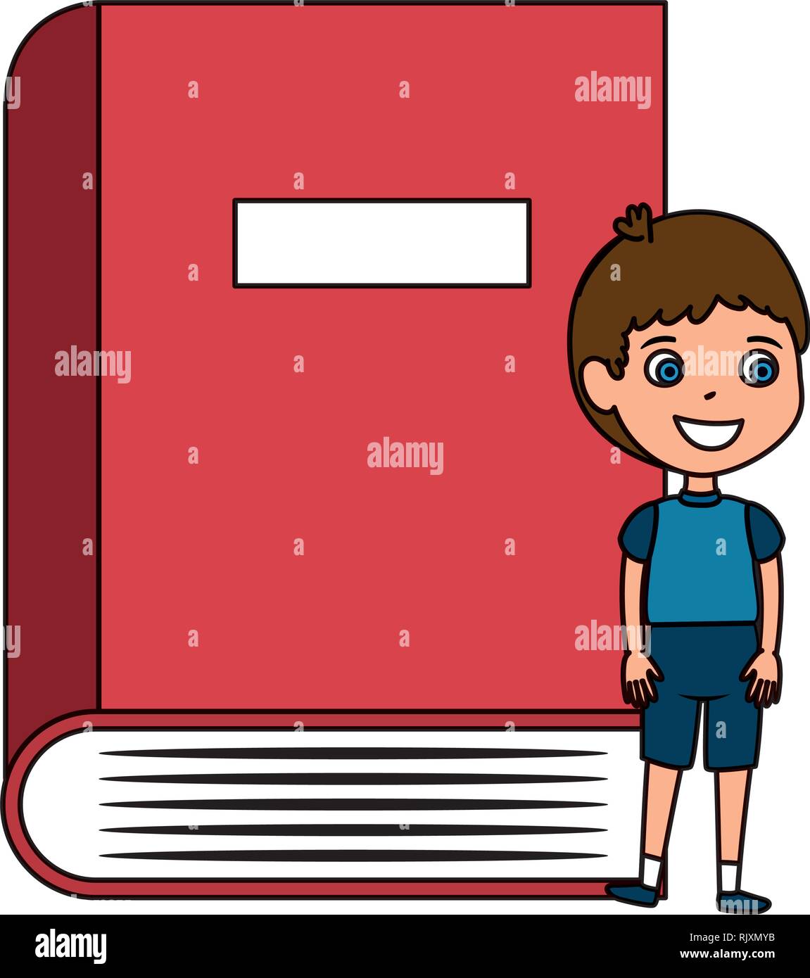 little boy student with book character Stock Vector Image & Art - Alamy