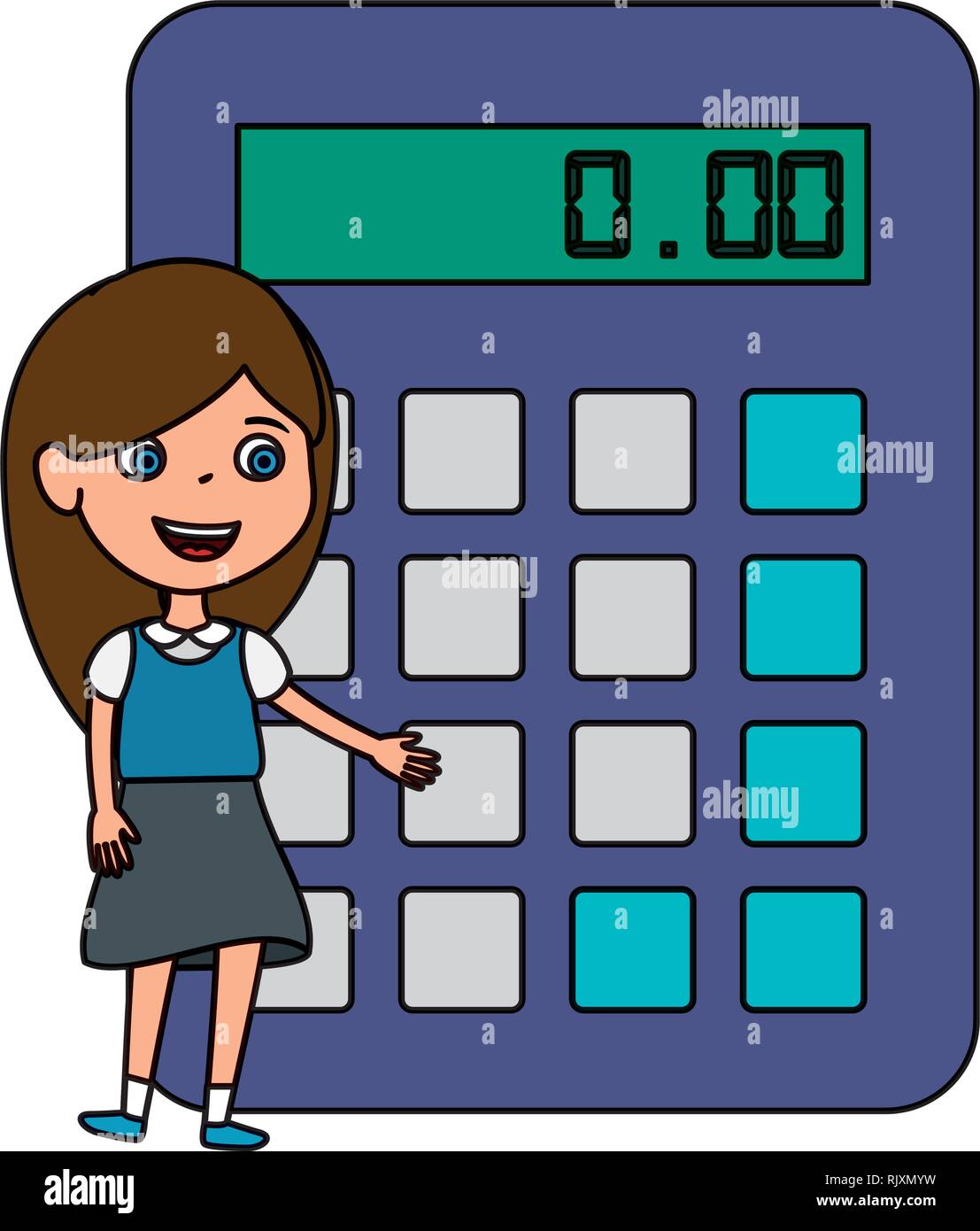 Girl with calculator Stock Vector Images - Alamy