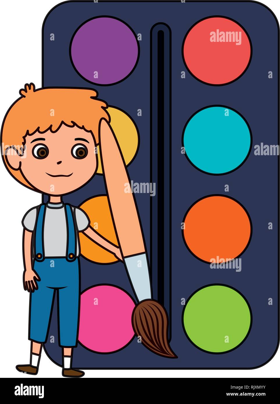 little boy student with paint colors character Stock Vector Image & Art ...