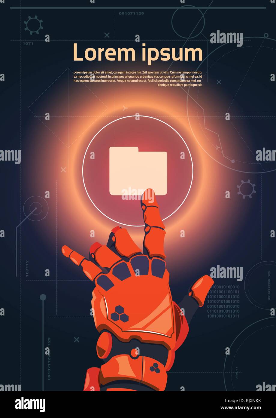 Robot Hand Touch Digital Button Of File Folder Directiry Concept Banner ...