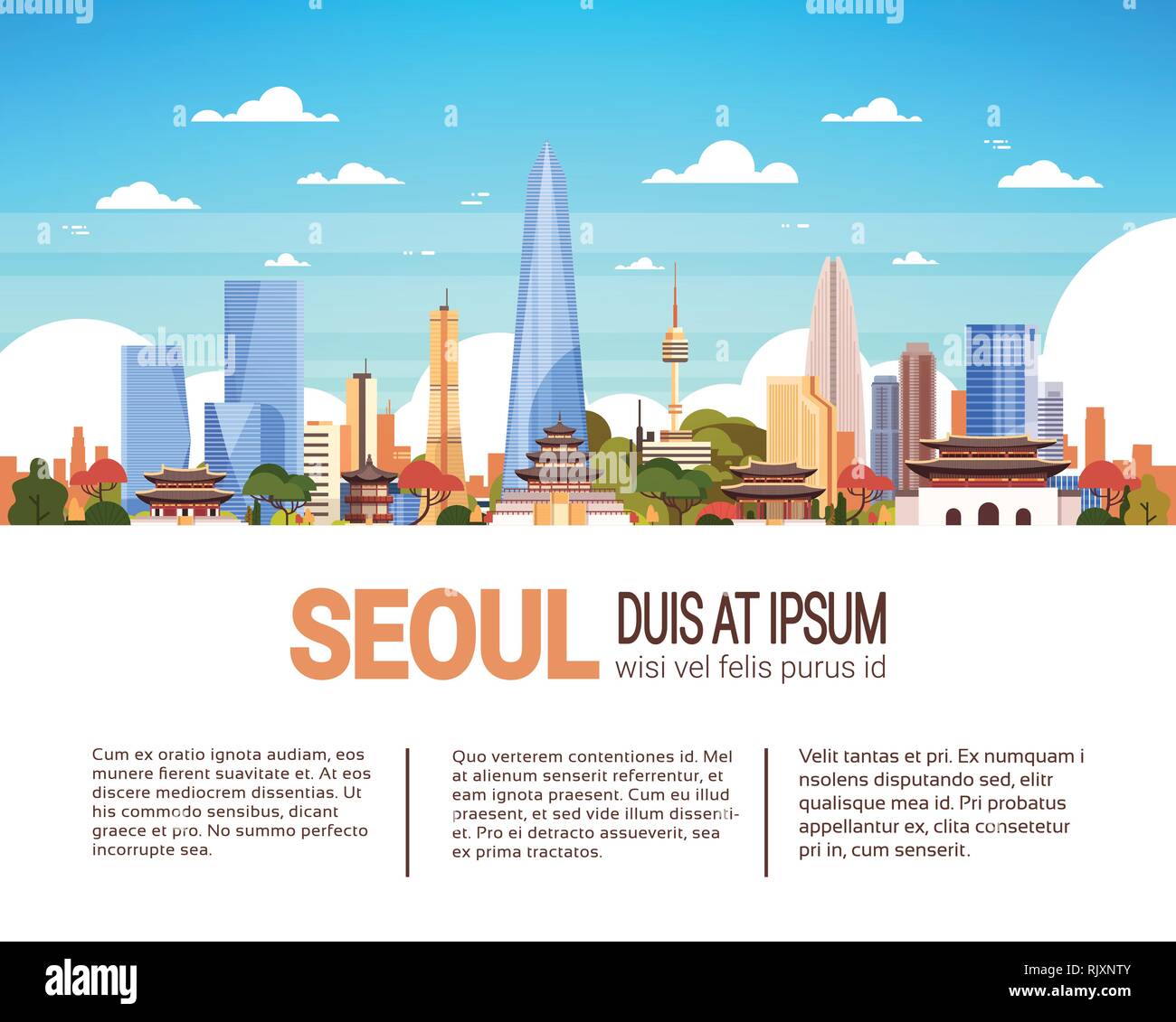 Modern Seoul City Skyline With Skyscrapers And Landmarks South Korea ...