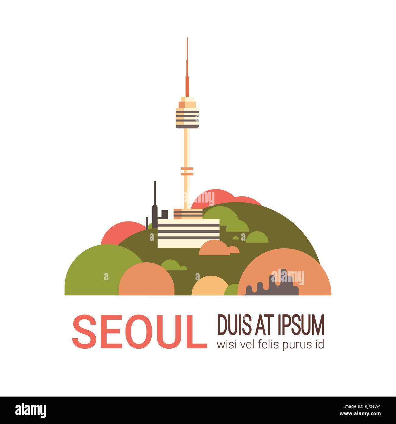 Seoul Tower Cityscape South Korea City View With Famous Landmarks ...