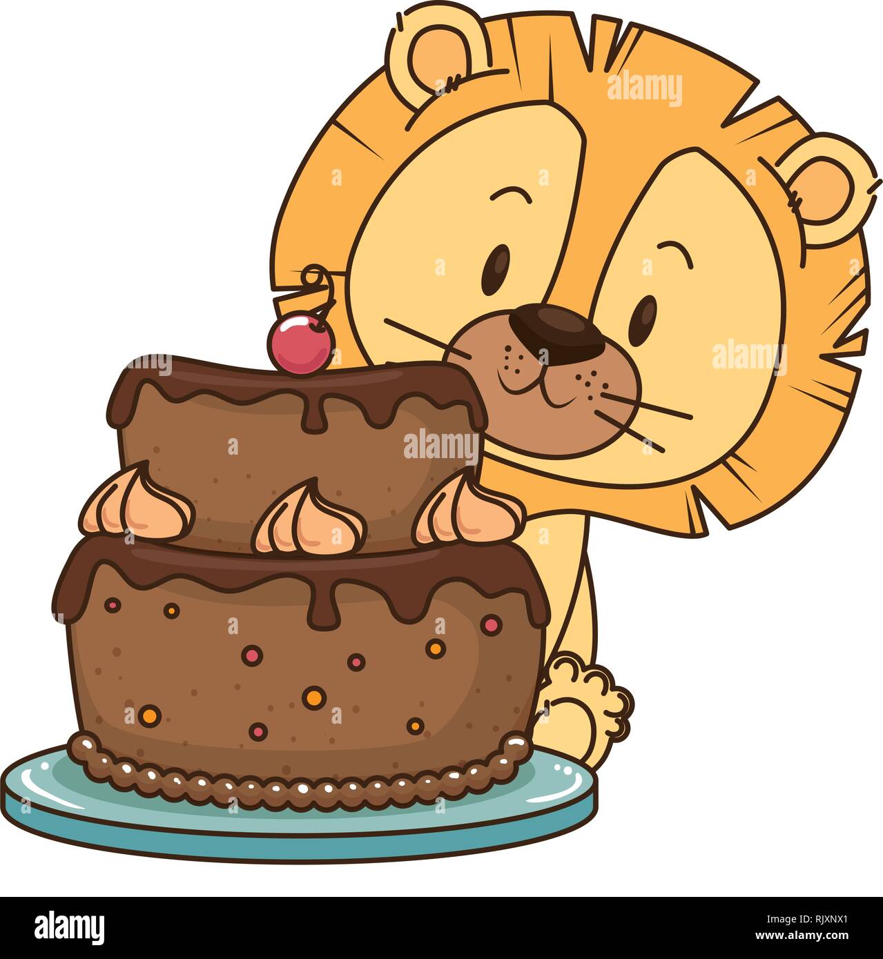 Cartoon illustration lion birthday cake hi-res stock photography and ...