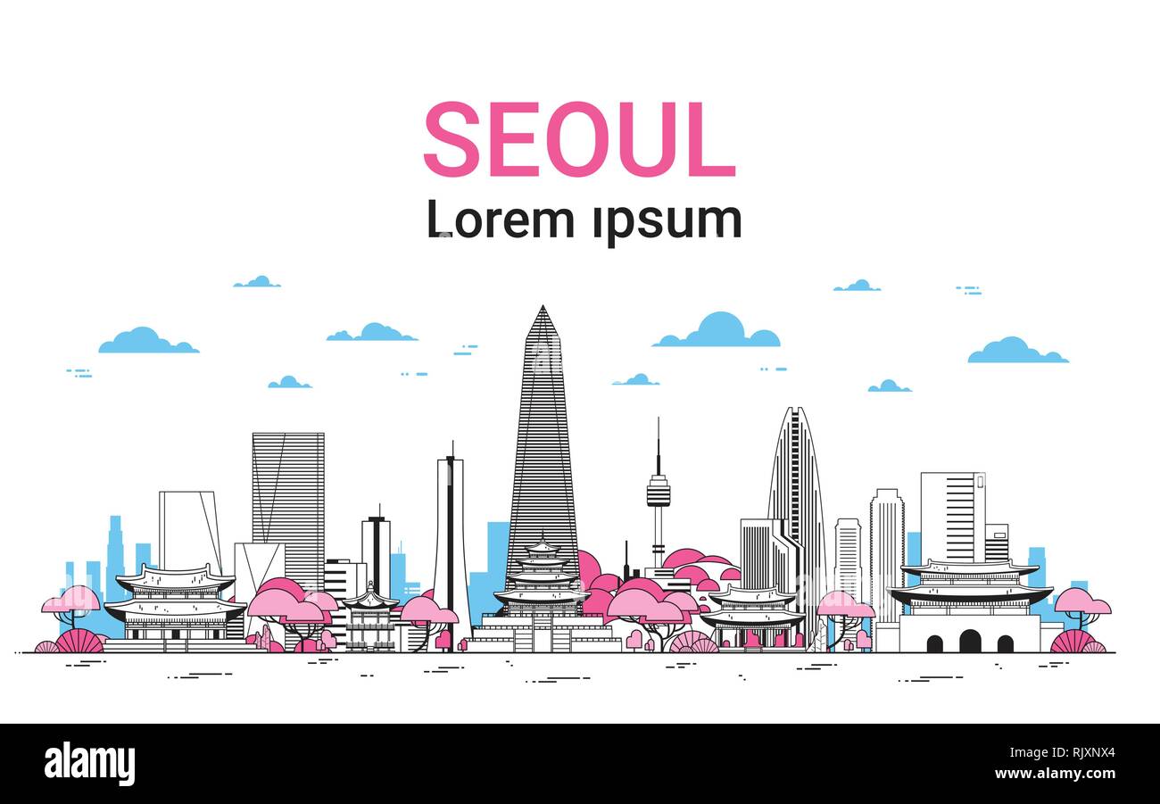 Seoul City Background Skyline South Korea View With Skyscrapers And ...