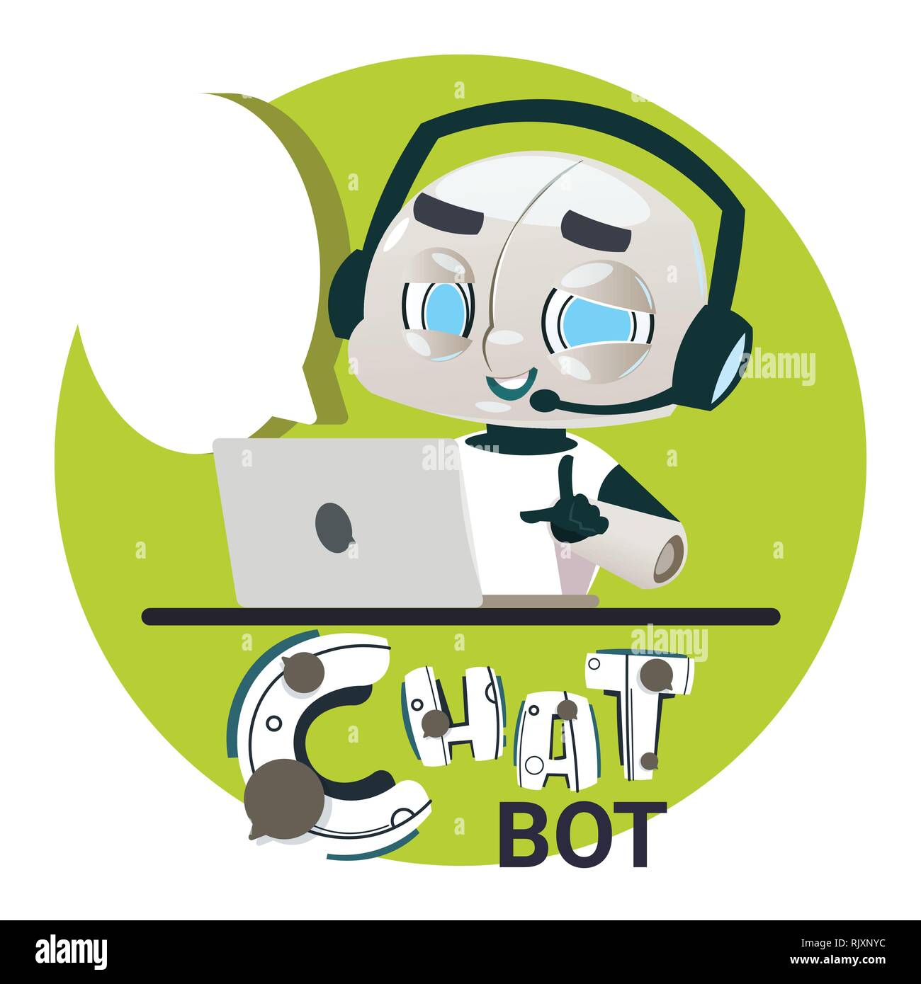 Chatbot Robot Icon Chatter Bot Answer Users Questions Using Laptop ...