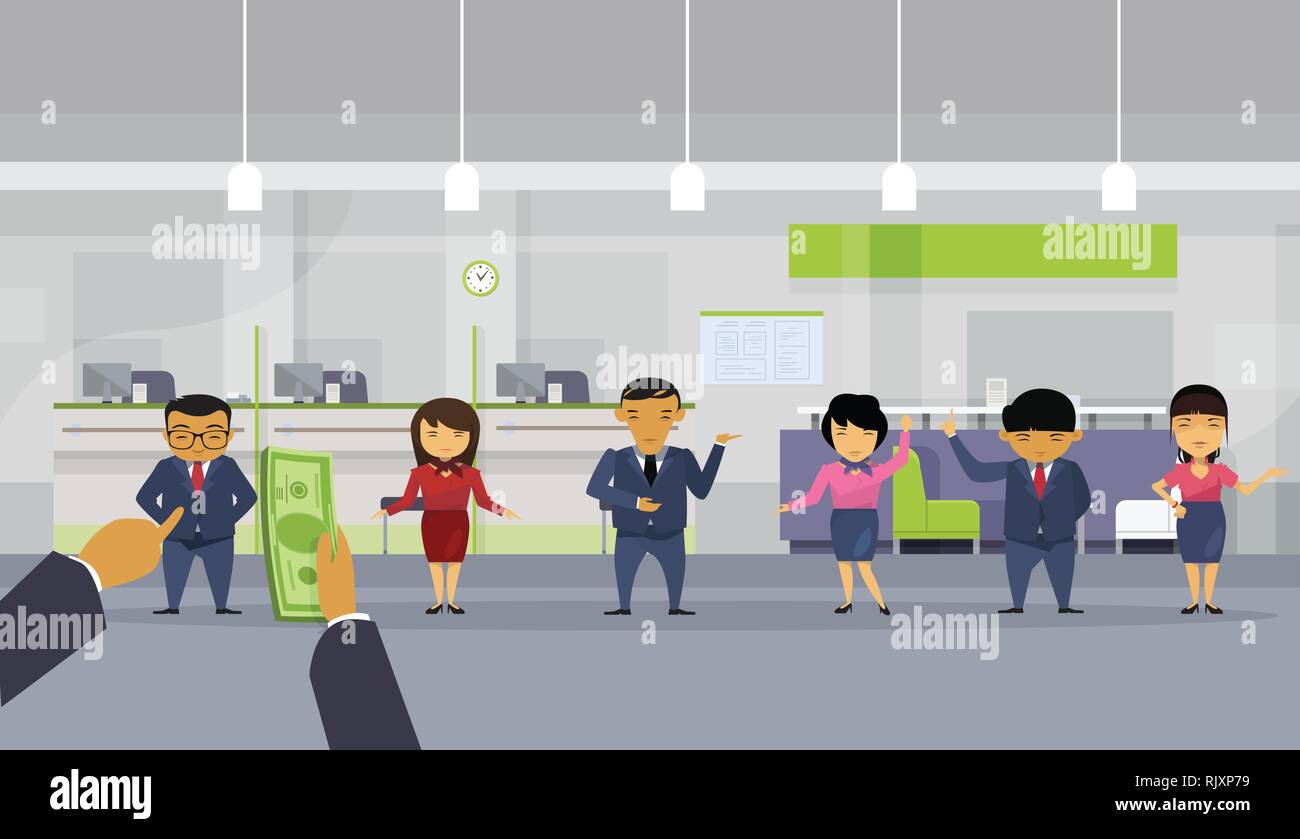 Bos Business Man Hand Give Money To Team Of Asian Businesspeople Pay ...