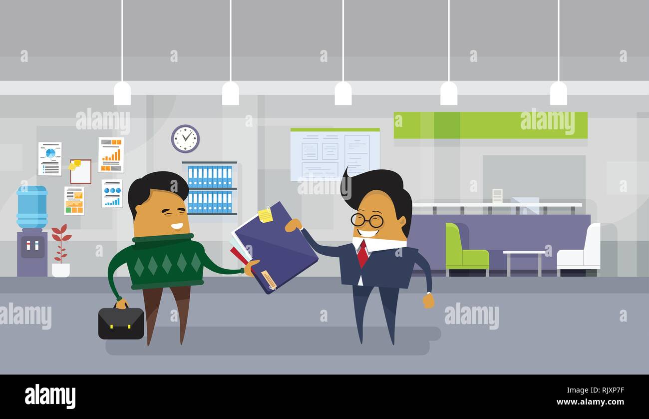 Manager giving paper to an employee Stock Vector Images - Alamy